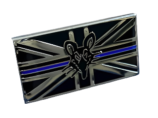 Black and Silver Union Jack Flag Thin Blue Line with Rat Logo Lapel Pi ...